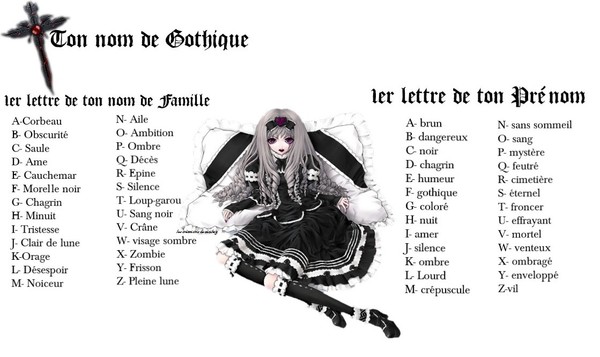 Quel est votre nom gothique Quel est votre nom gothique
